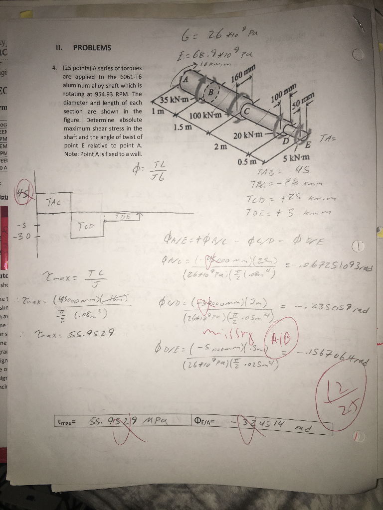 Solved II. PROBLEMS 4. (25 points) A series of torques are | Chegg.com