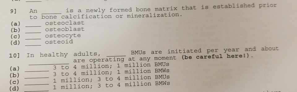 Solved 2] Basic multicellular units (BMUS): make a trench or | Chegg.com