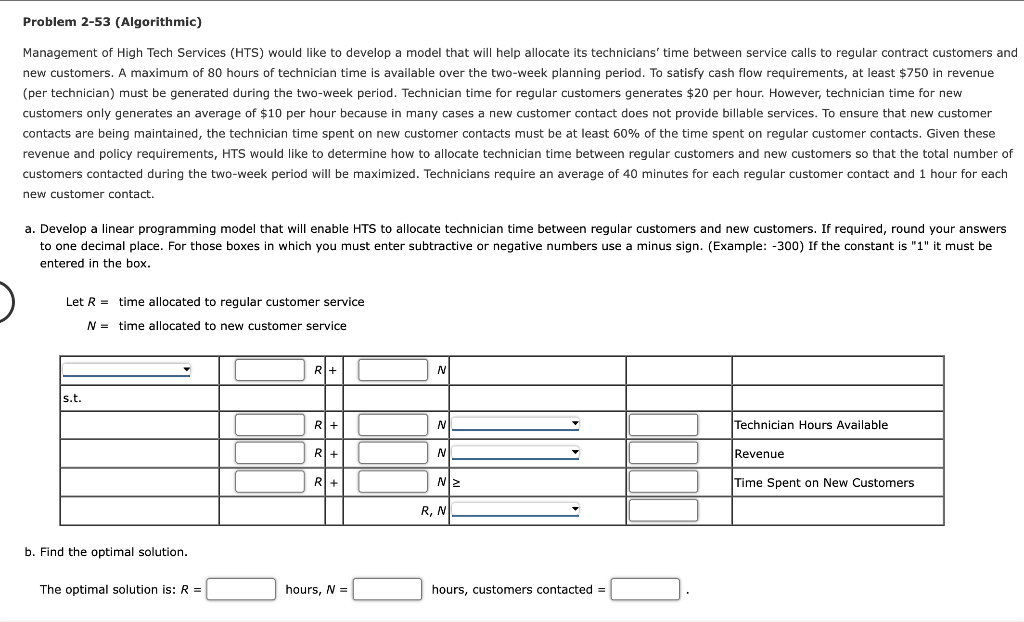 Solved Problem 2-53 (Algorithmic) Management of High Tech | Chegg.com