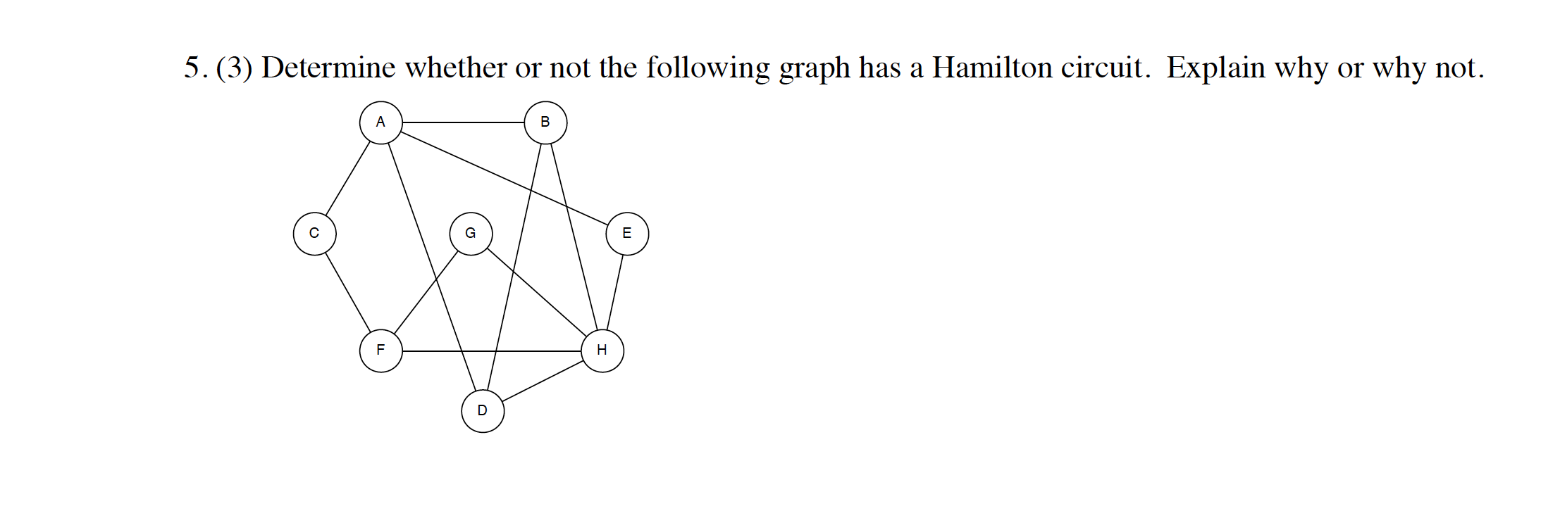 Solved 5. (3) Determine whether or not the following graph | Chegg.com
