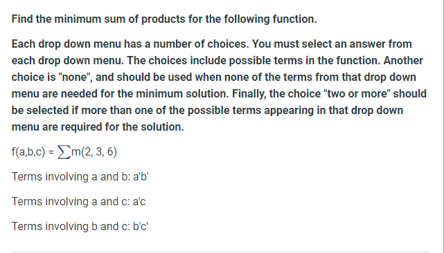 Solved Find the minimum sum of products for the following | Chegg.com