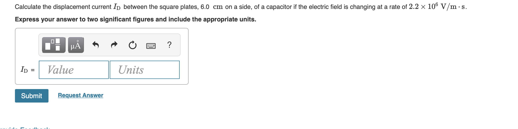 Solved Calculate the displacement current Id between the | Chegg.com