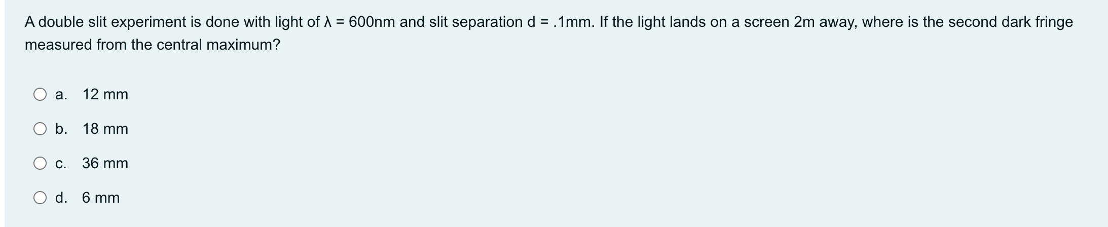 Solved Show me the steps to solve A double slit experiment | Chegg.com