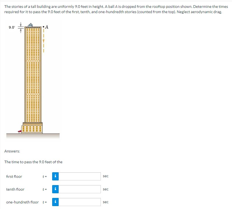 Solved The stories of a tall building are uniformly 9.0 feet | Chegg.com