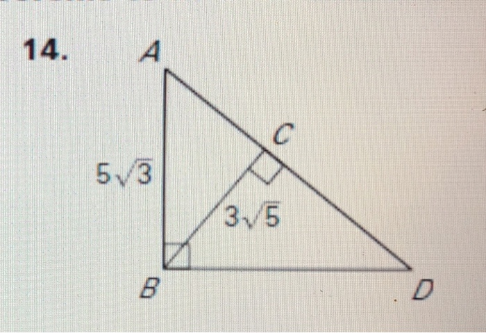 Solved Use the geometric mean theorems to find AC and BD. | Chegg.com