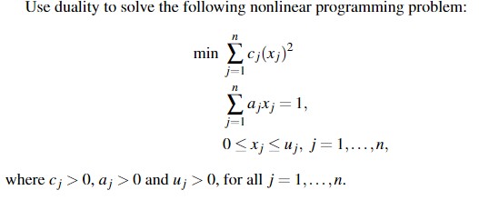 Solved Use duality to solve the following nonlinear | Chegg.com