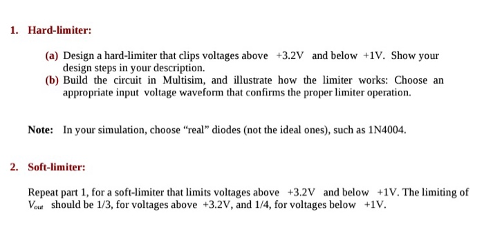 Solved 1. Hard-limiter: (a) Design a hard-limiter that clips | Chegg.com