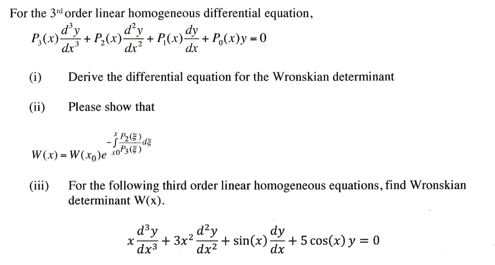 Solved For the 3rd order linear homogeneous differential | Chegg.com