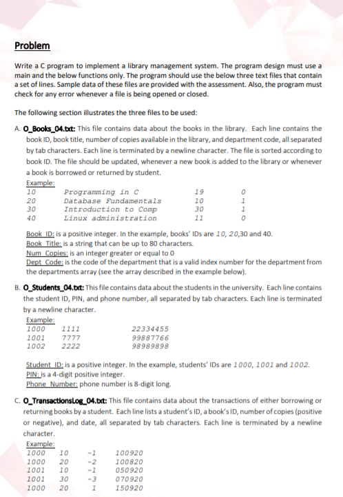 Solved 10 20 30 40 30 1 1 0 Problem Write a C program to | Chegg.com