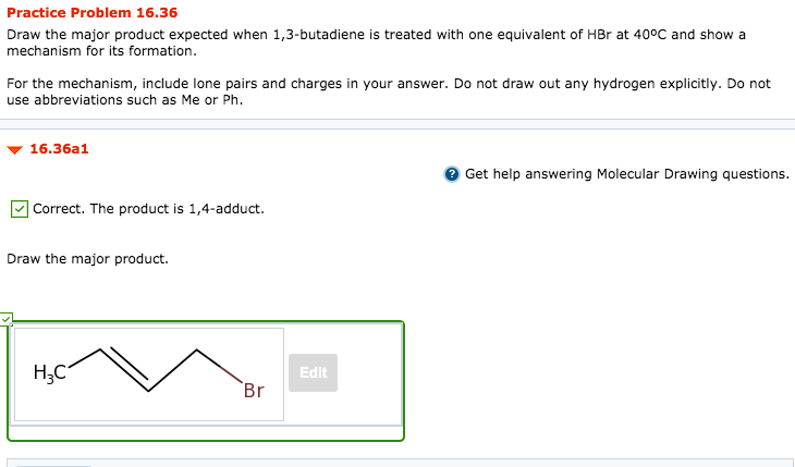 Solved Practice Problem 16.36 Draw the major product | Chegg.com
