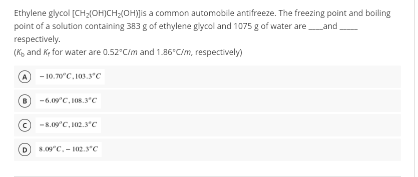 Solved Ethylene glycol (CH2(OH)CH2(OH)]is a common | Chegg.com