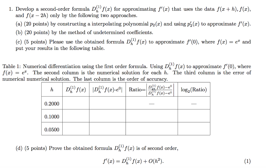 1. Develop a second-order formula Df() for | Chegg.com