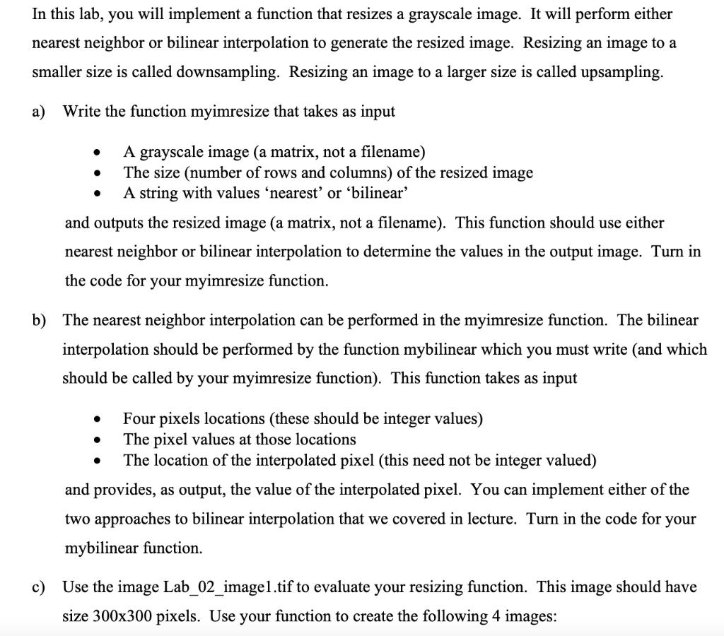 In this lab, you will implement a function that | Chegg.com