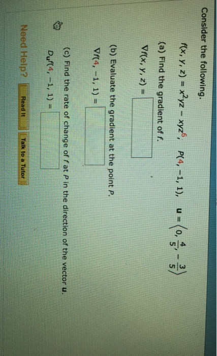 Solved Consider the following. f(x, y, z) = x^2yz - xyz^6, | Chegg.com