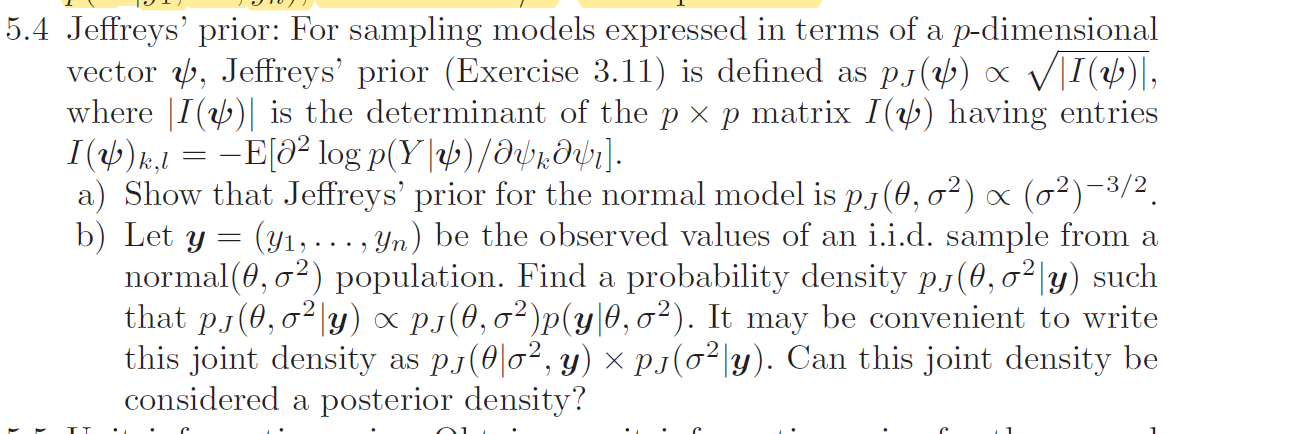 Solved Jeffreys’ prior: For sampling models expressed in | Chegg.com