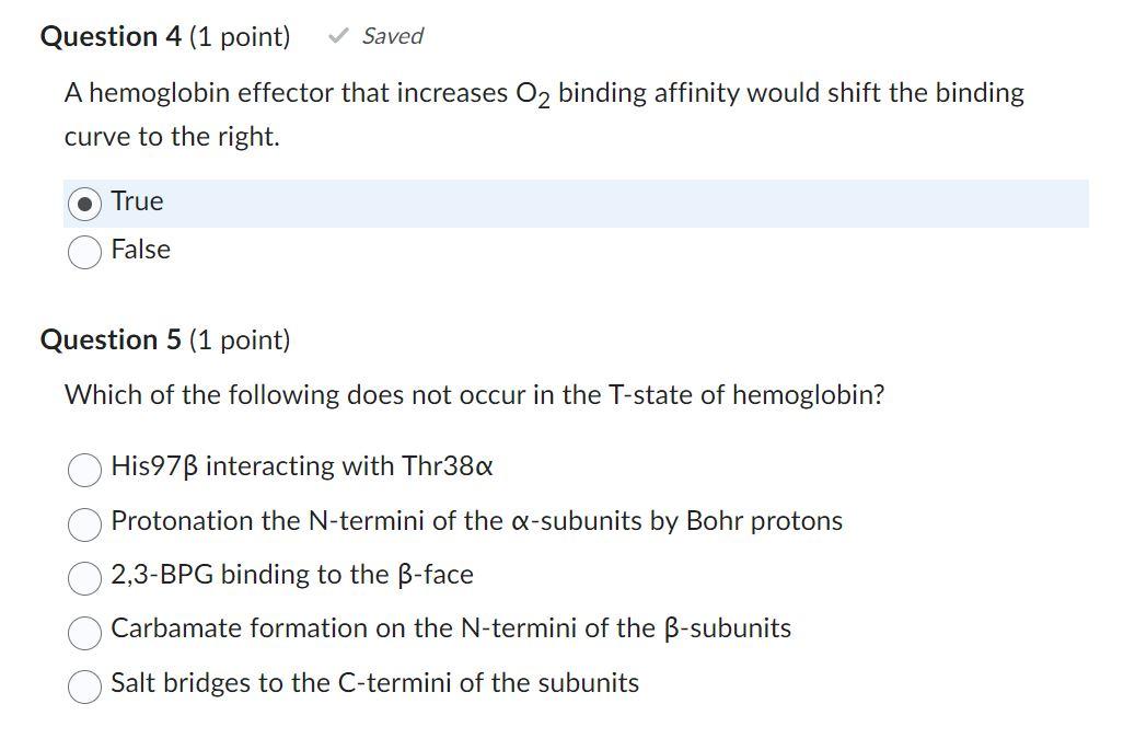 Solved A hemoglobin effector that increases O2 binding | Chegg.com