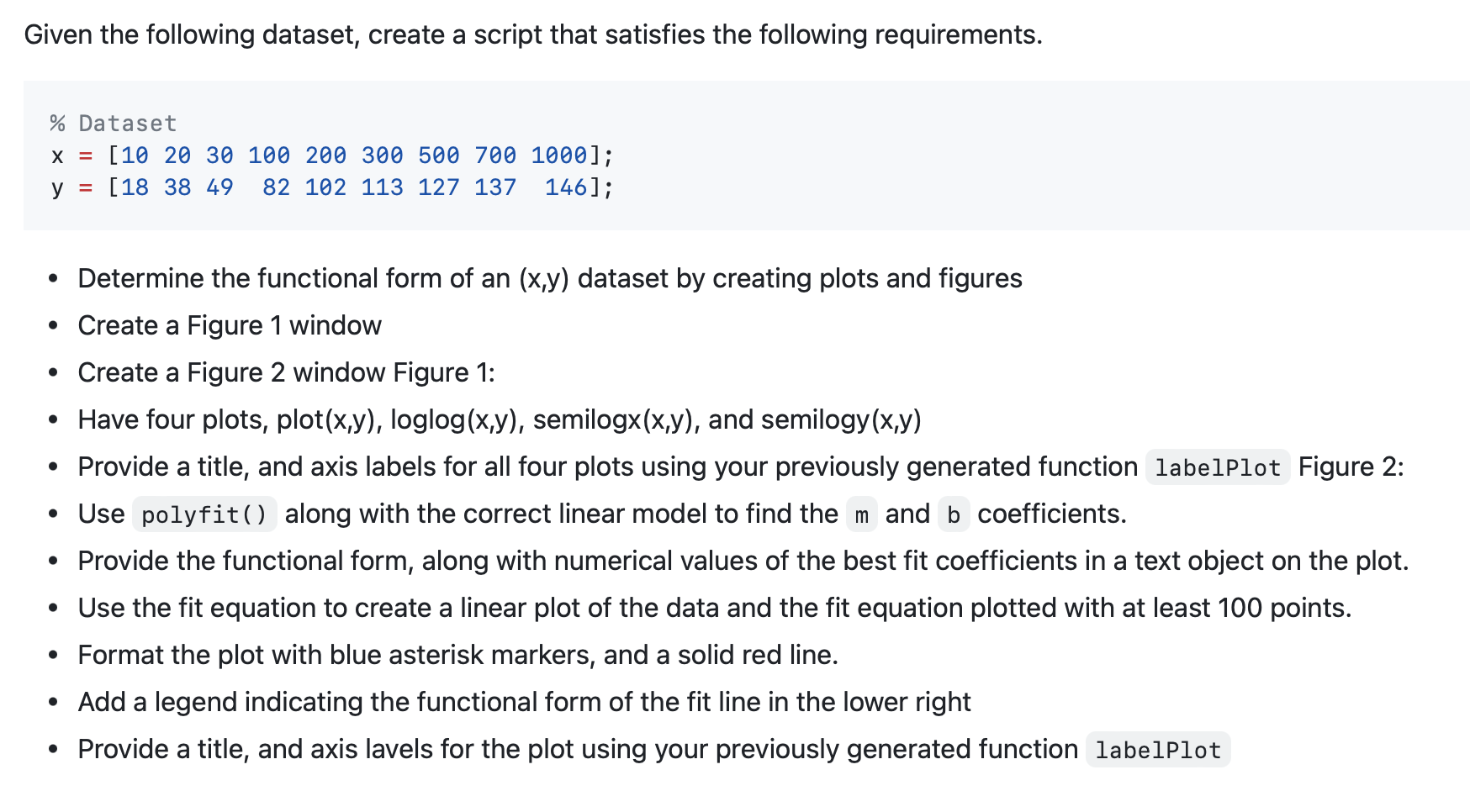 Solved Given the following dataset, create a script that | Chegg.com