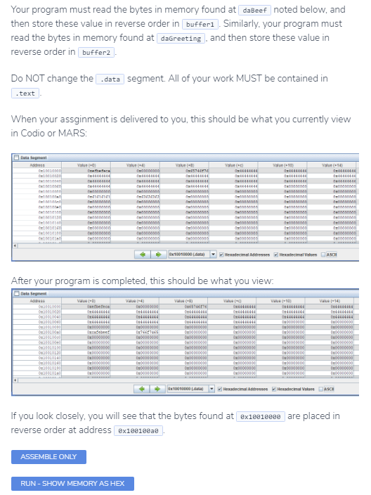 Your program must read the bytes in memory found at | Chegg.com