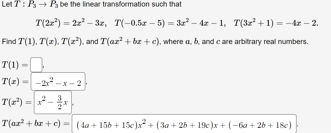 Solved Let T:P3→P3 ﻿be the linear transformation such | Chegg.com