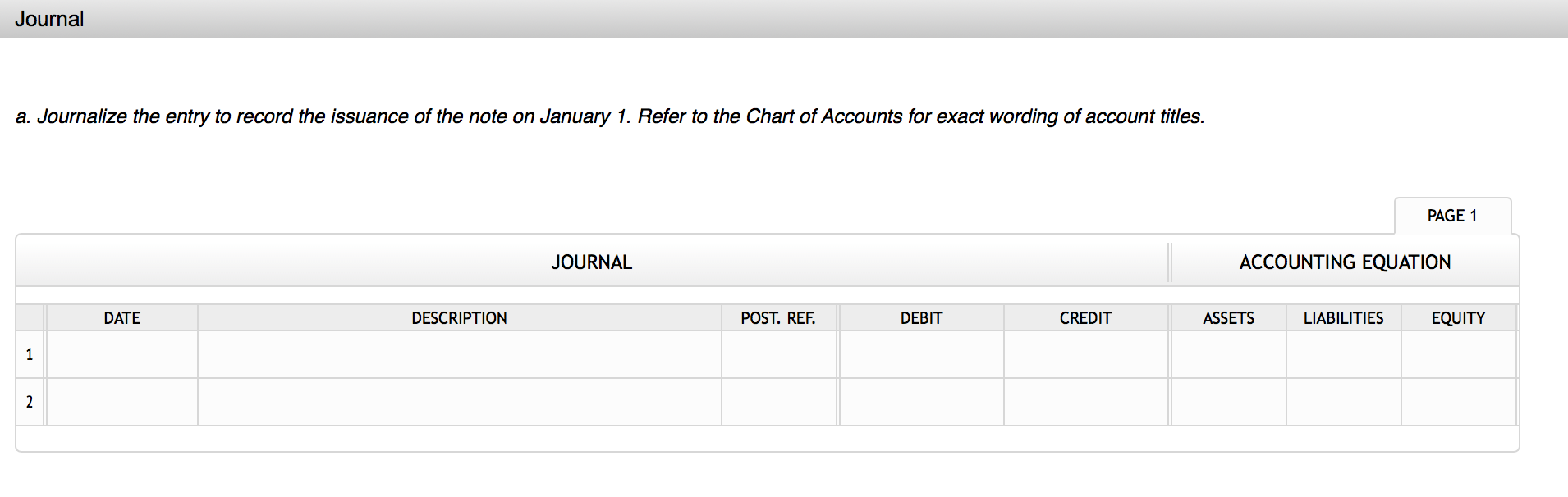 Solved Entries for notes payable Instructions Chart of | Chegg.com