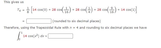 Solved This gives us T4 = ((0 14 cos(0) + 28 cos cos(16) + | Chegg.com