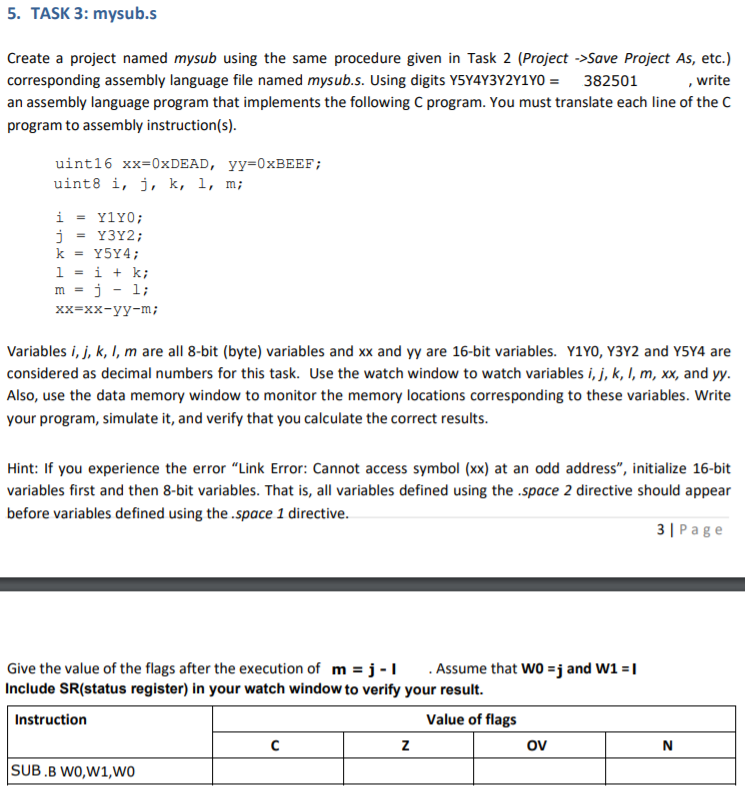 5. TASK 3: mysub.s Create a project named mysub using | Chegg.com