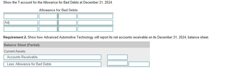 Solved At December 31, 2024, the Accounts Receivable balance | Chegg.com