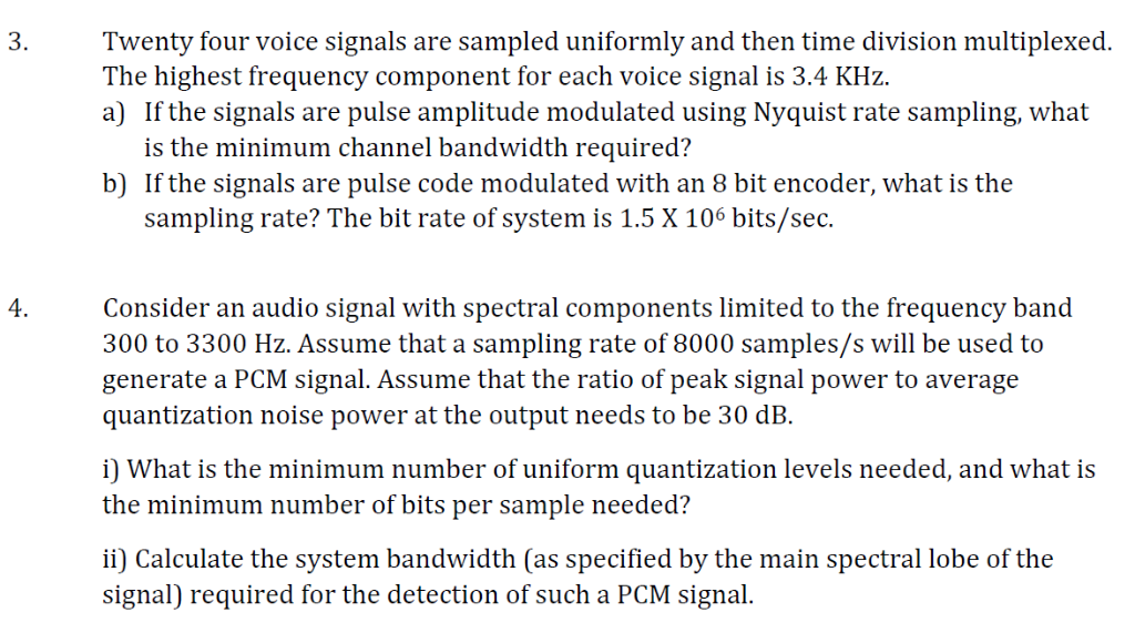 3. Twenty four voice signals are sampled uniformly | Chegg.com