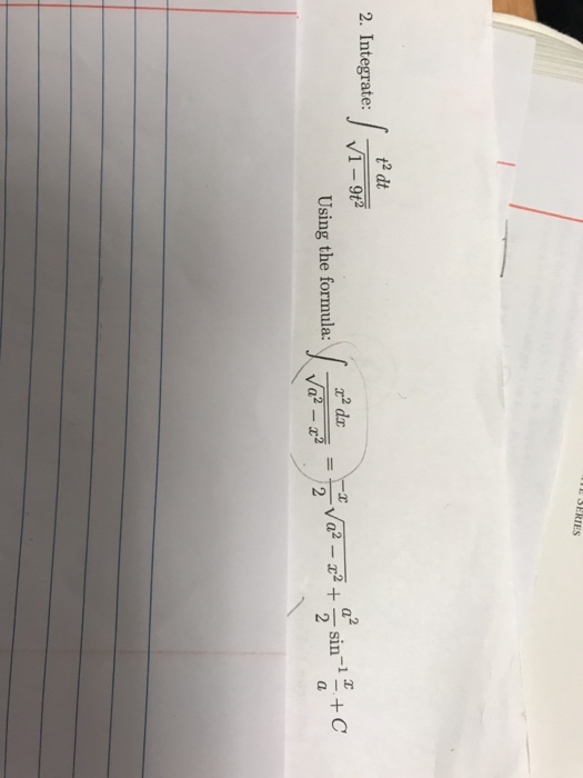 Solved r t2 dt 2. Integrate:1-9r r2 dr Using the formula:\/ | Chegg.com