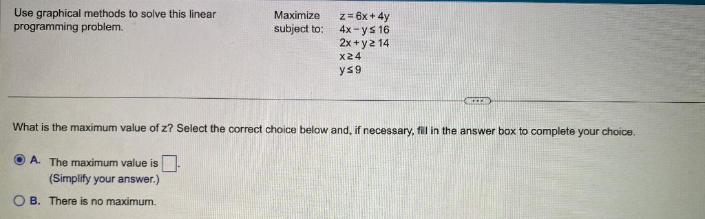 Solved Use graphical methods to solve this linear | Chegg.com