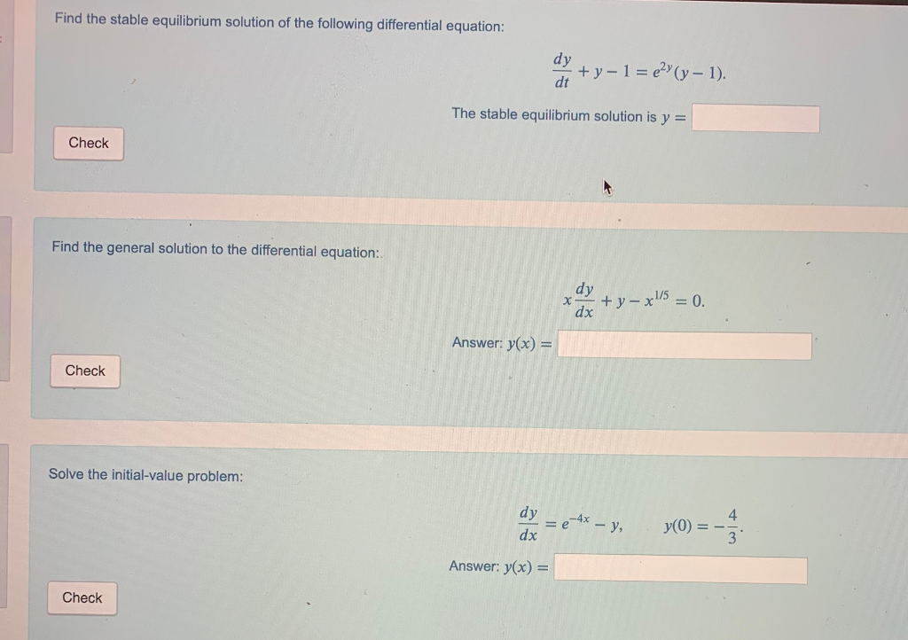 Solved Find the stable equilibrium solution of the following | Chegg.com