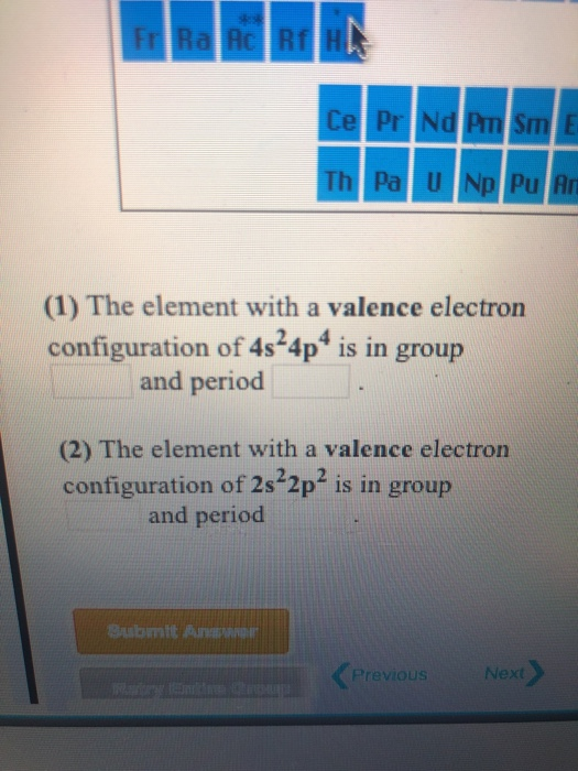 Solved (1) What is the name of the element with a valence | Chegg.com