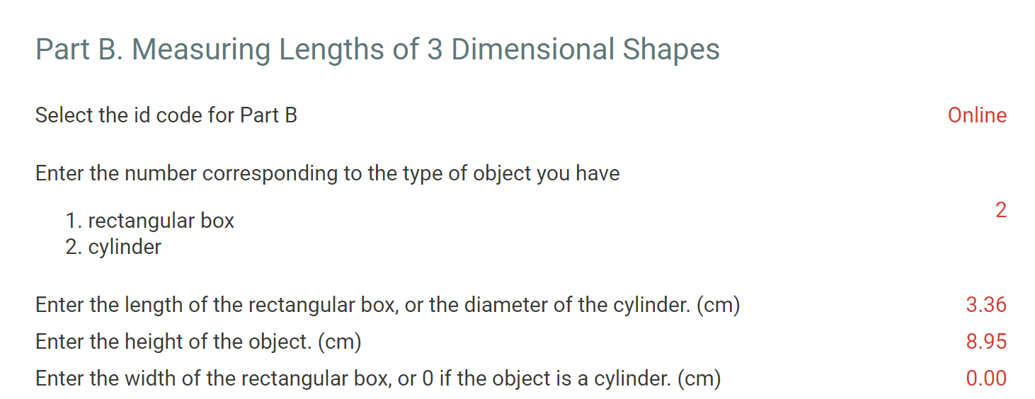 Solved Part B. Measuring Lengths of 3 Dimensional Shapes | Chegg.com