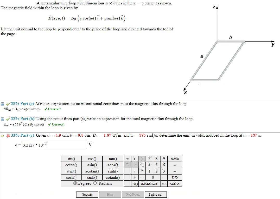 Solved A rectangular wire loop with dimensions a×b lies in | Chegg.com