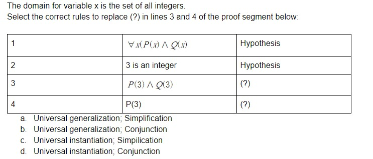 Solved The domain for variable x is the set of all integers. | Chegg.com