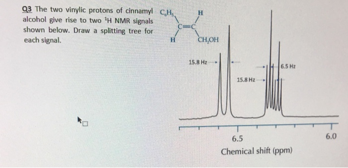 Solved Q3 The two vinylic protons of cinnamyl alcohol give | Chegg.com