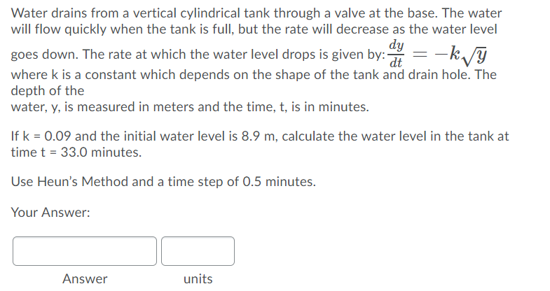 Solved Water drains from a vertical cylindrical tank through | Chegg.com