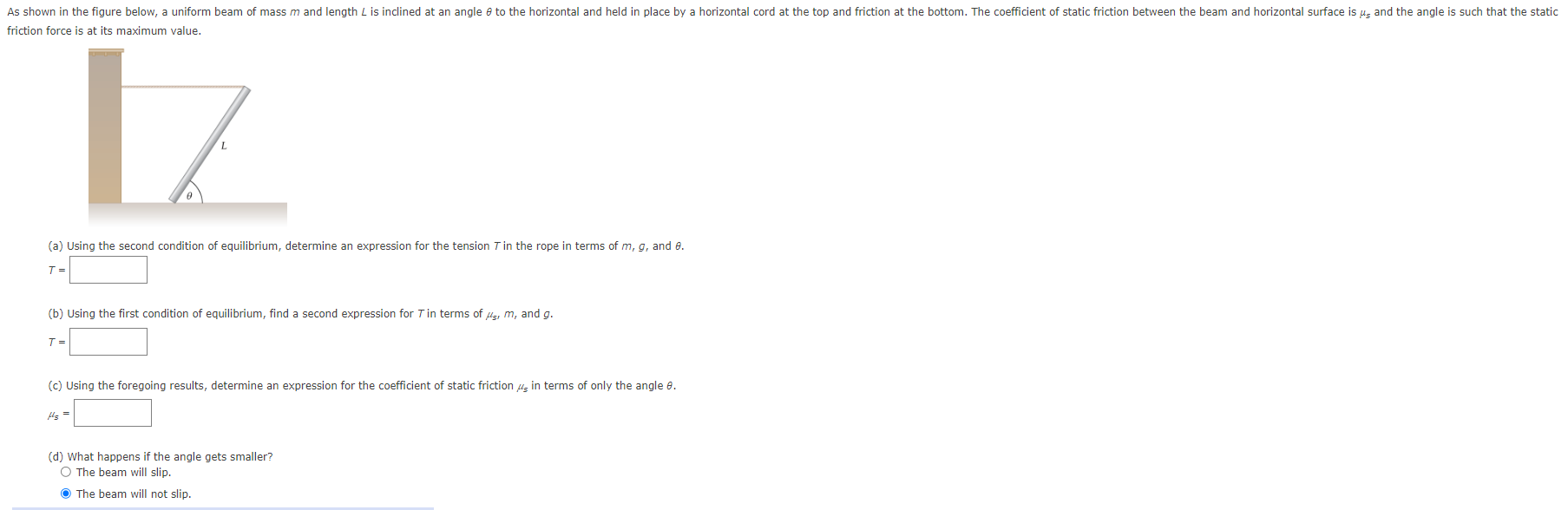 Solved (a) ﻿Using the second condition of equilibrium, | Chegg.com