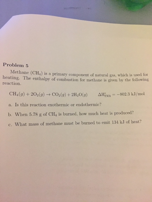 Solved Problem lethane (CH4) is a primary component of | Chegg.com