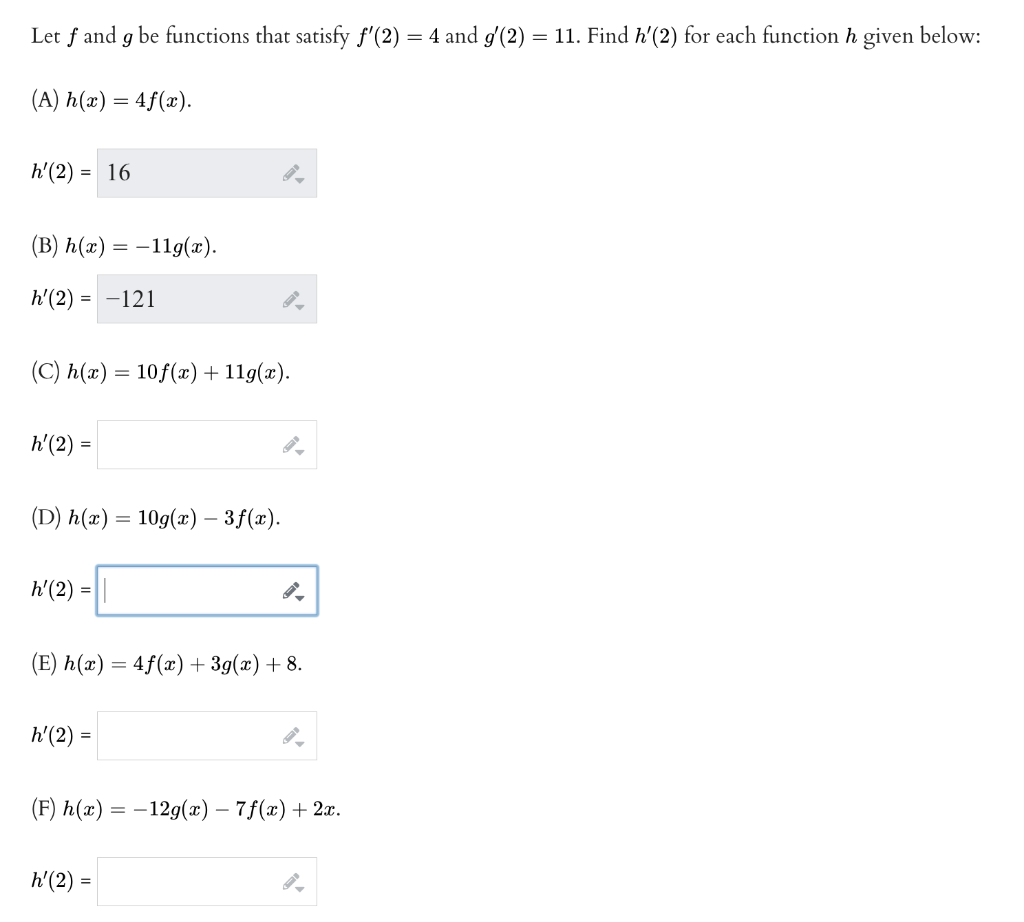 Solved Let f and g be functions that satisfy f'(2) = 4 and | Chegg.com