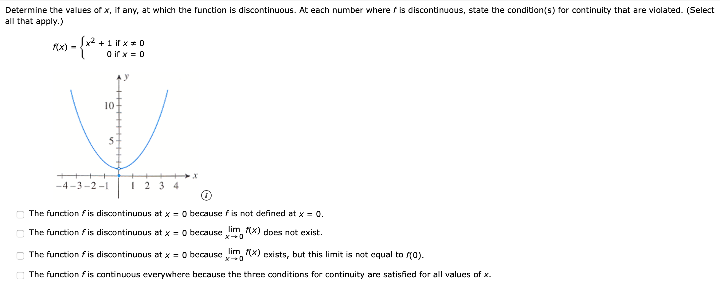 Solved Determine the values of x, if any, at which the | Chegg.com
