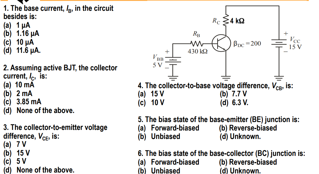 Solved Rς ξ4 ΚΩ 1. The base current, 18, in the circuit | Chegg.com