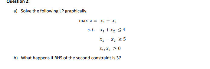 Solved Question 2:a) ﻿Solve the following LP | Chegg.com