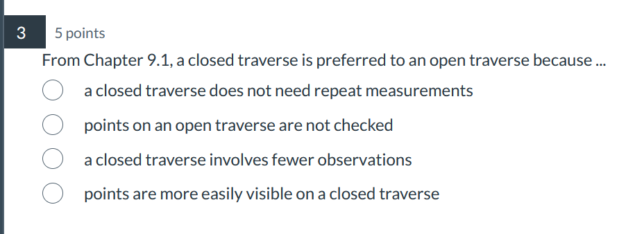Solved 5 points From Chapter 9.1, a closed traverse is | Chegg.com