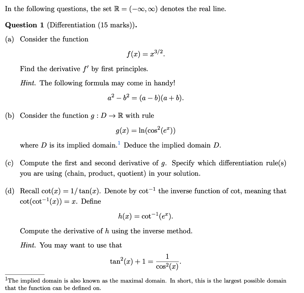 Solved In the following questions, the set R = (-∞, ∞) | Chegg.com