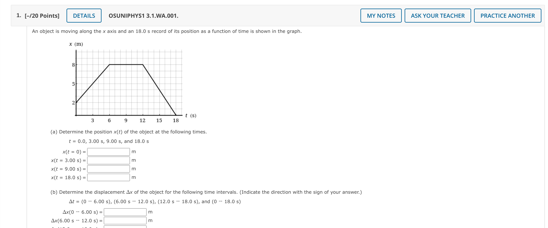Solved An Object Is Moving Along The X Axis And An 18 0 S