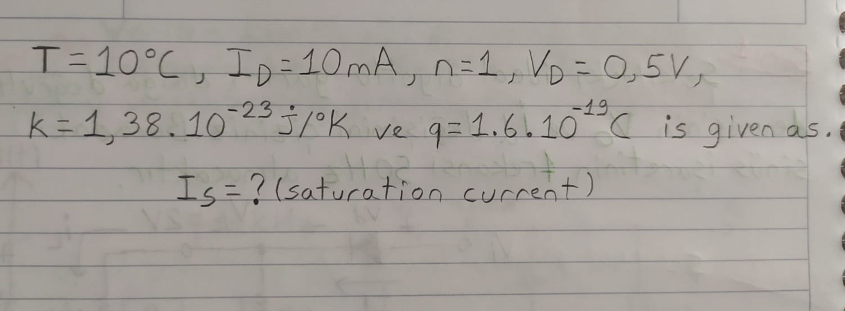 Solved Find the value of the saturation current Is in a | Chegg.com