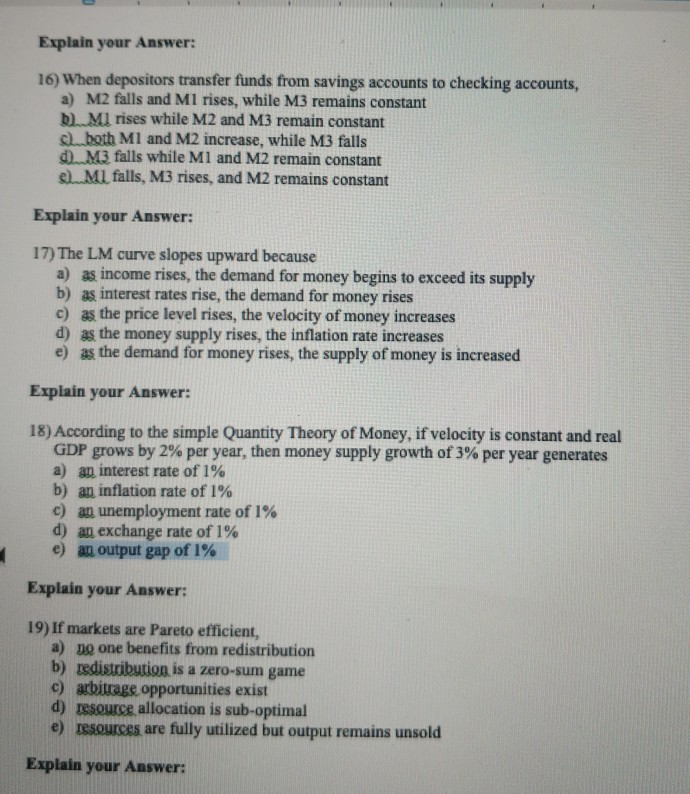Solved Explain your Answer: 16) When depositors transfer | Chegg.com Solved Explain your Answer: 16) When depositors transfer | Chegg.com
