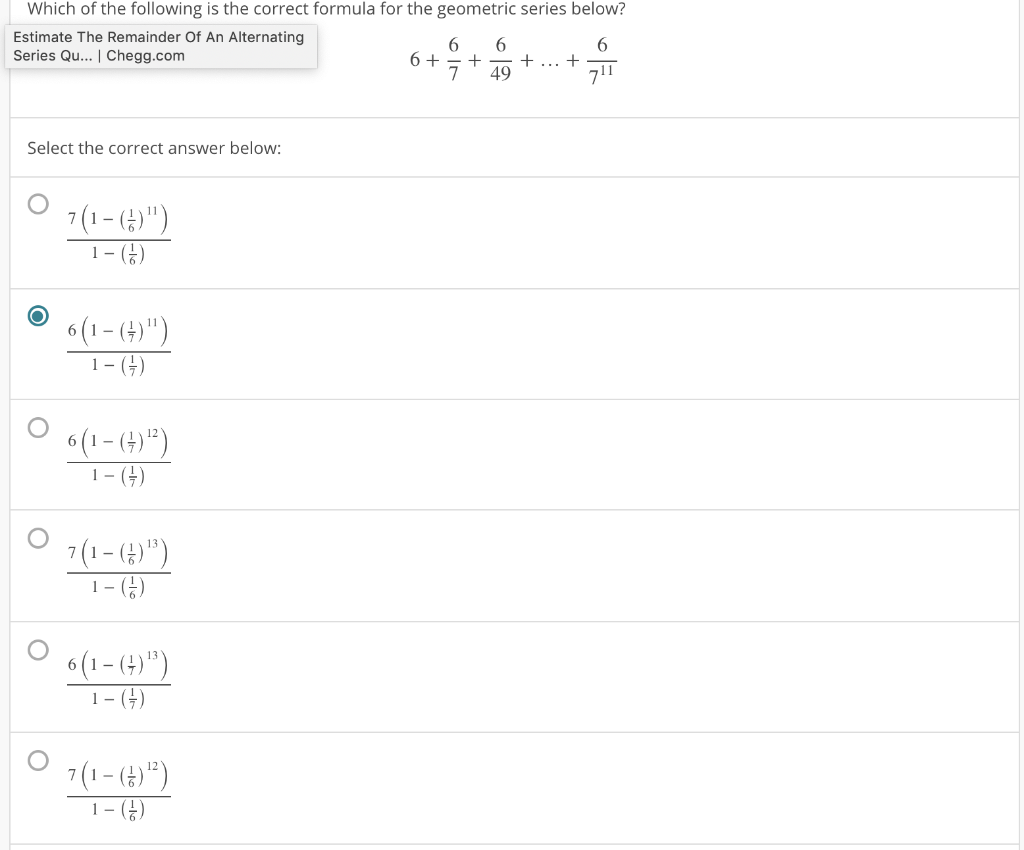 Solved Which of the following is the correct formula for the | Chegg.com