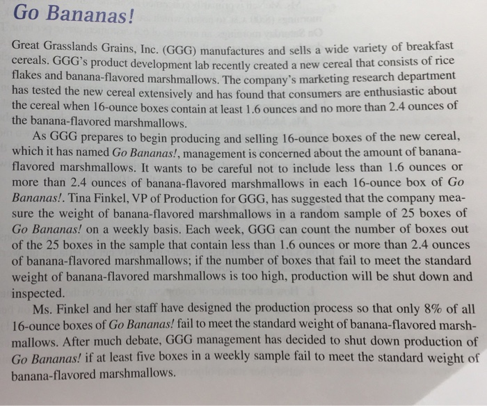 Solved Go Bananas! reat Grasslands Grains, Inc. (GGG) | Chegg.com